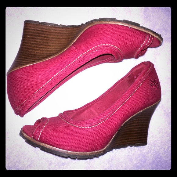 Timberland | Shoes | Sexy Red Peeptoe Timberland Wedges | Poshmark